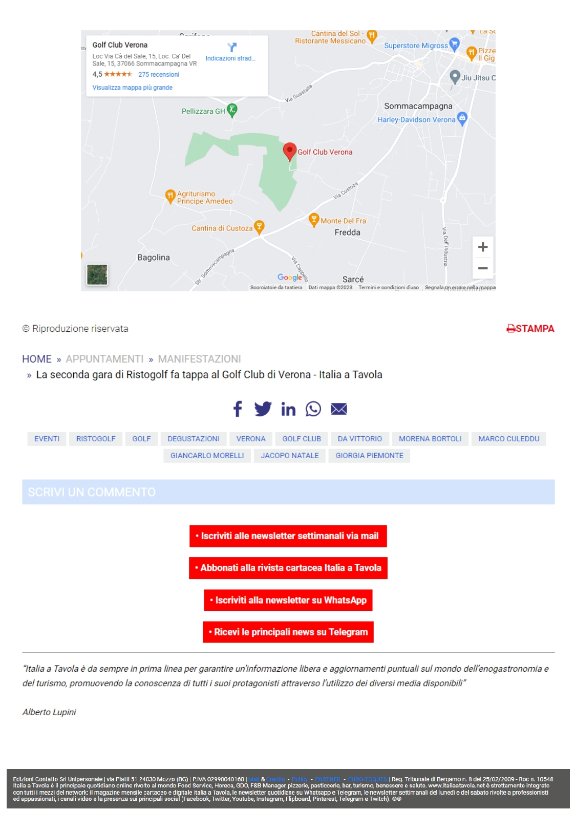 Check-in 25 Maggio 2023 | Ristogolf